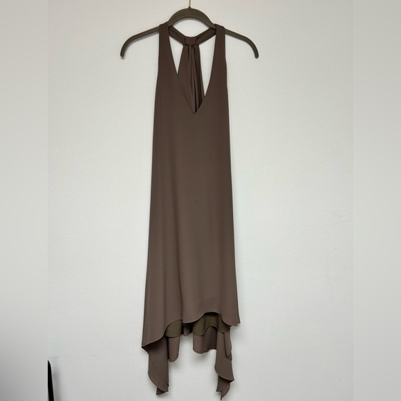 BCBGMaxAzria | Dresses | Bcbg Max Azria Tan Brown Halter Open Back ...